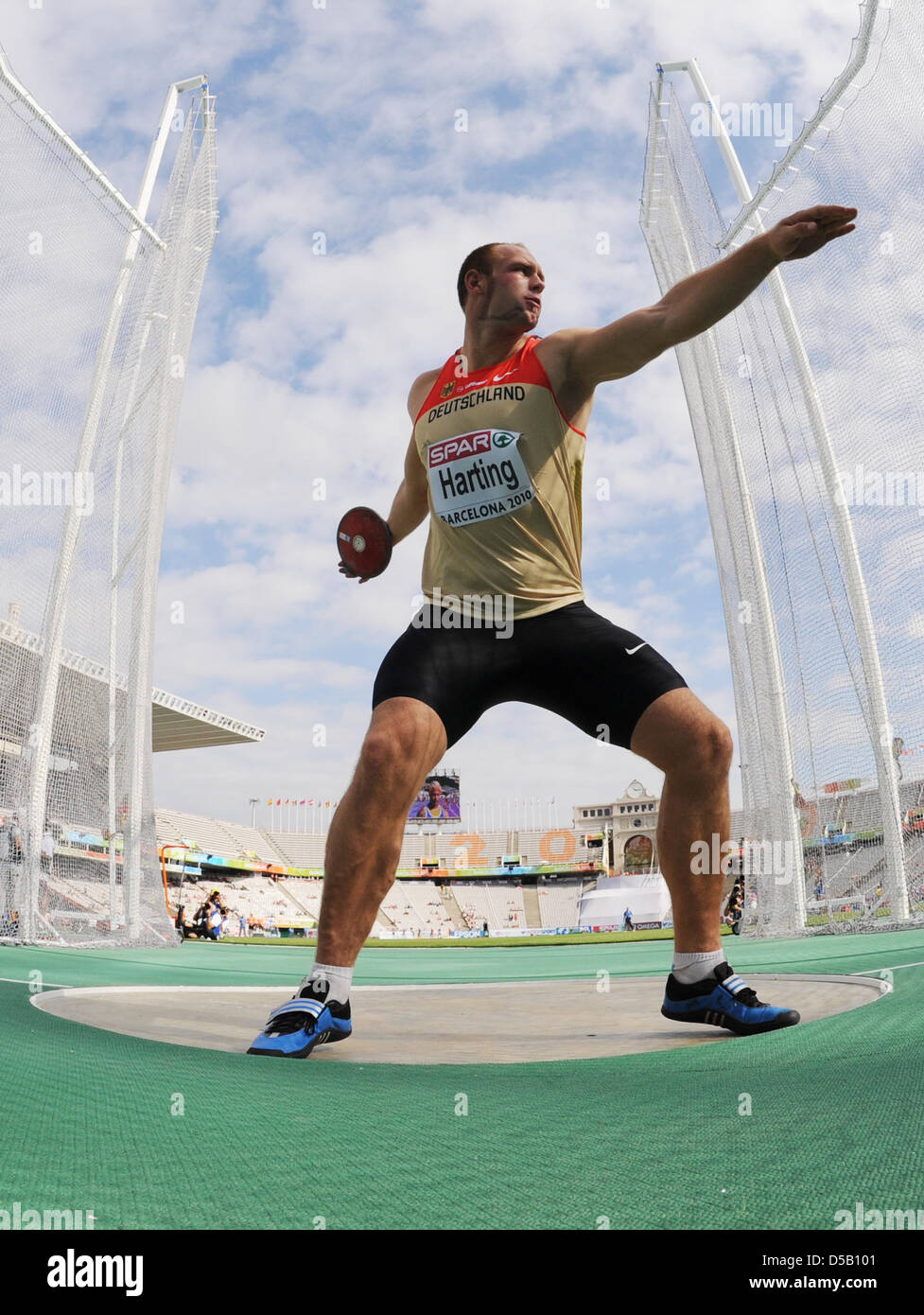 German discus thrower Robert Harting throws during the European ...