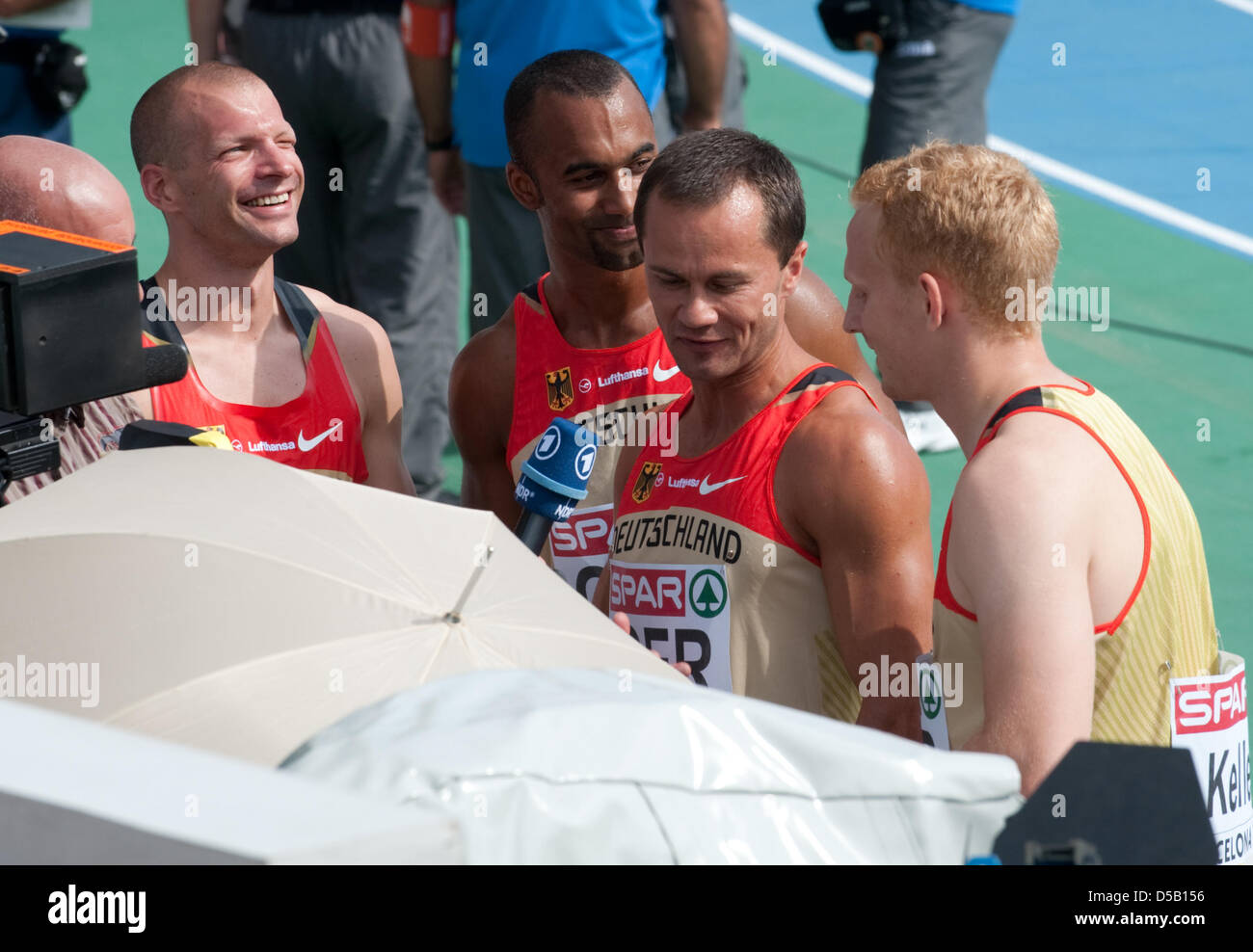 German relay runners Tobias Unger, Marius Broening, Alexander Kosenkow ...