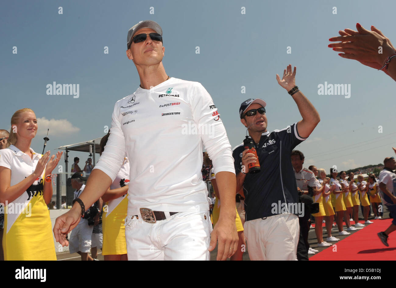 The German race driver Michael Schumacher of Mercedes GP and the ...