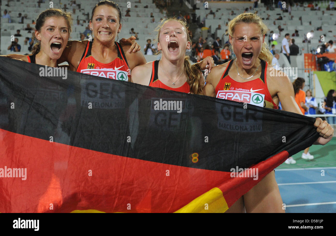 German relay runners Fabienne Kohlmann, Esther Cremer, Janin Lindenberg ...