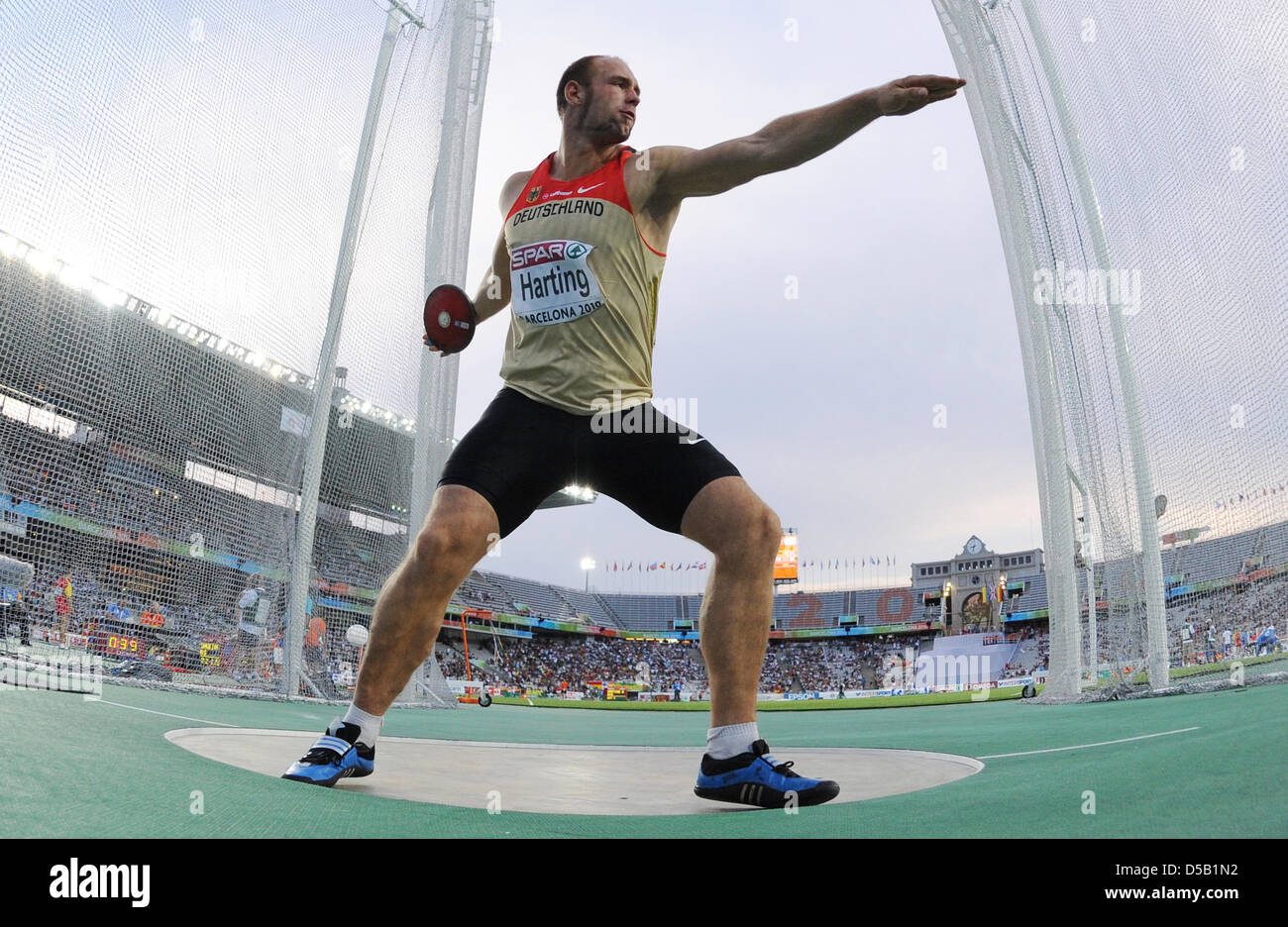 German discus thrower Robert Harting throws at the European Athletics ...