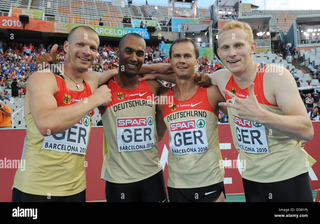 German relay runners Tobias Unger, Marius Broening, Alexander Kosenkow ...