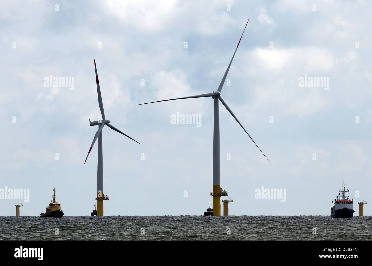 View on one of the first three completed wind wheels of offshore wind ...