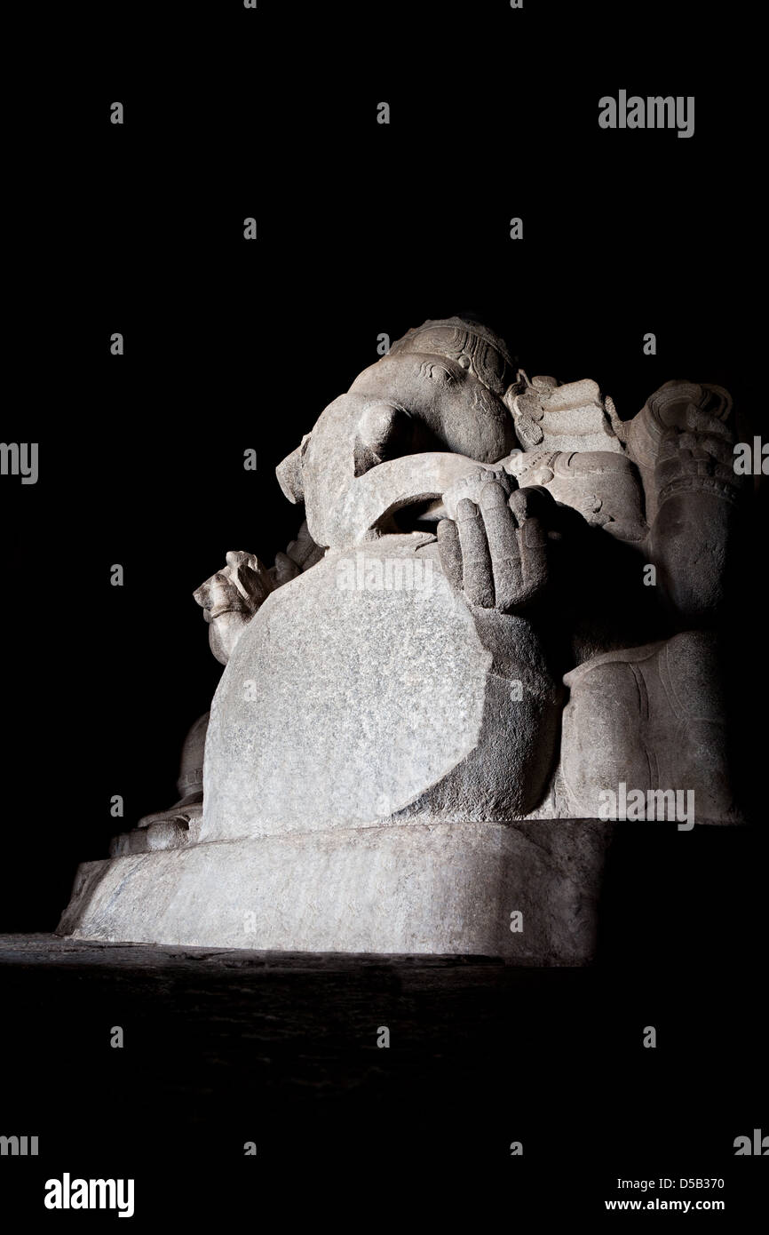 Indian god sculpture at Kadalekalu Ganesha Temple at the Sacred Center ...