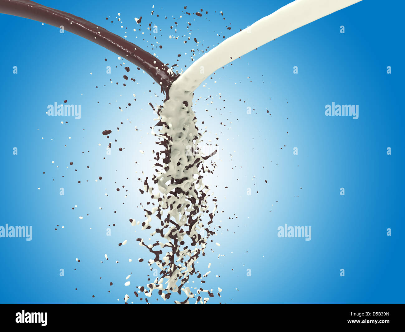 Milk and chocolate splash on blue background Stock Photo - Alamy