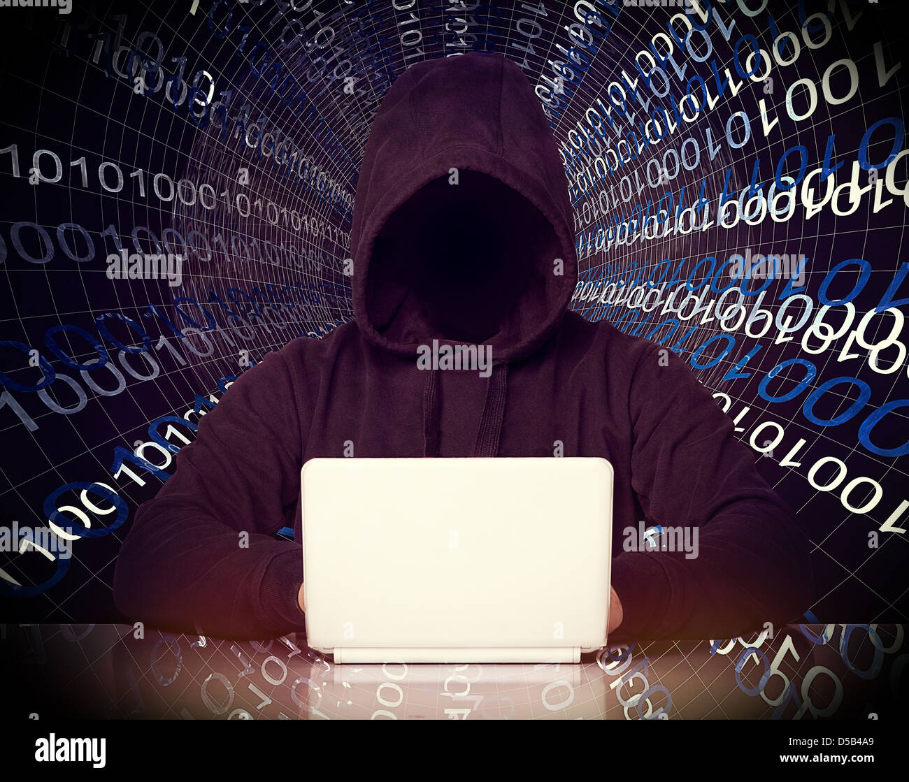 no face hacker and binary code Stock Photo - Alamy