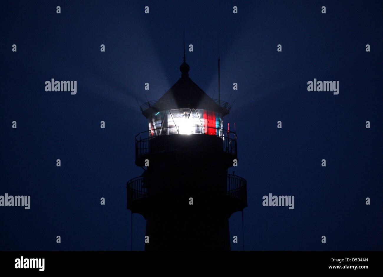The light shines in the lighthouse in Westerhever, Germany, 05 January ...