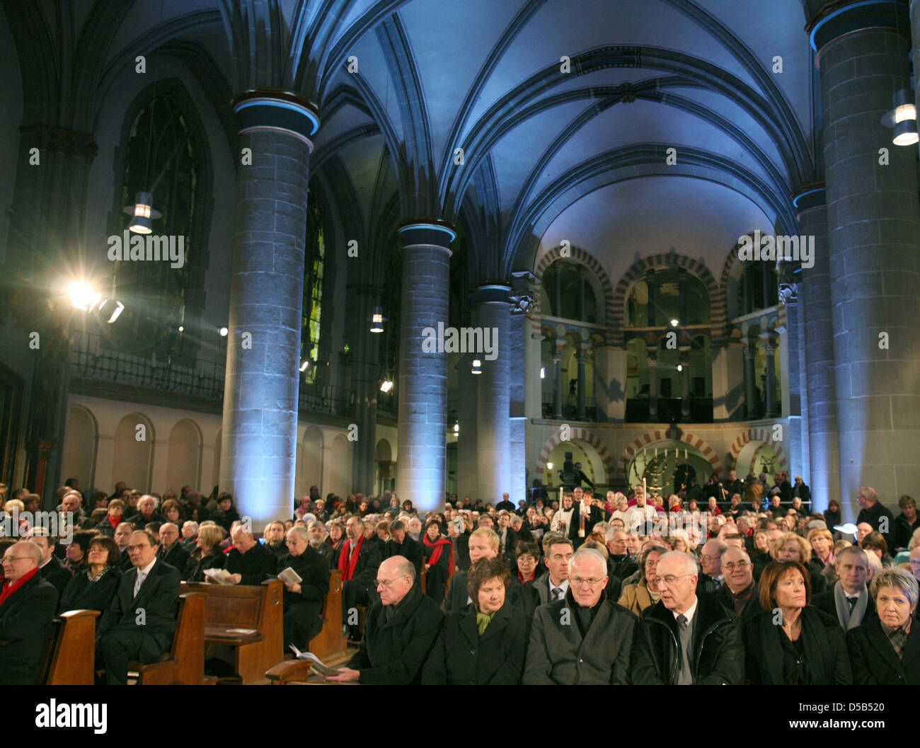 View over fully-crowded cathedral during a church service to mark the ...