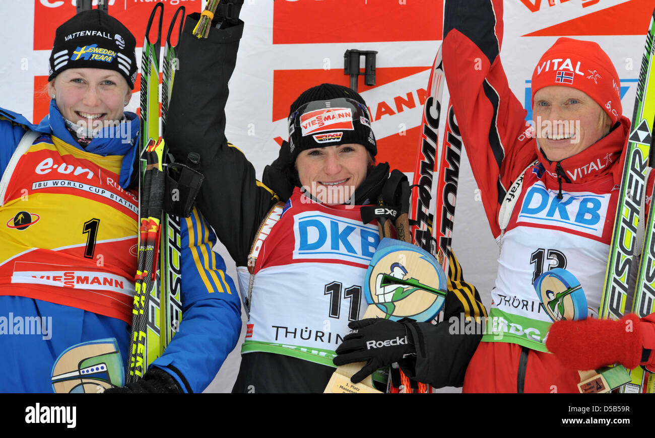 Helena Jonsson (Sweden), Andrea Henkel (Germany) and Tora Berger from ...