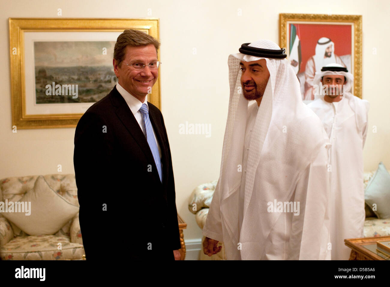 German Foreign Minister Guido Westerwelle (L) and Abu Dhabi's Crown ...