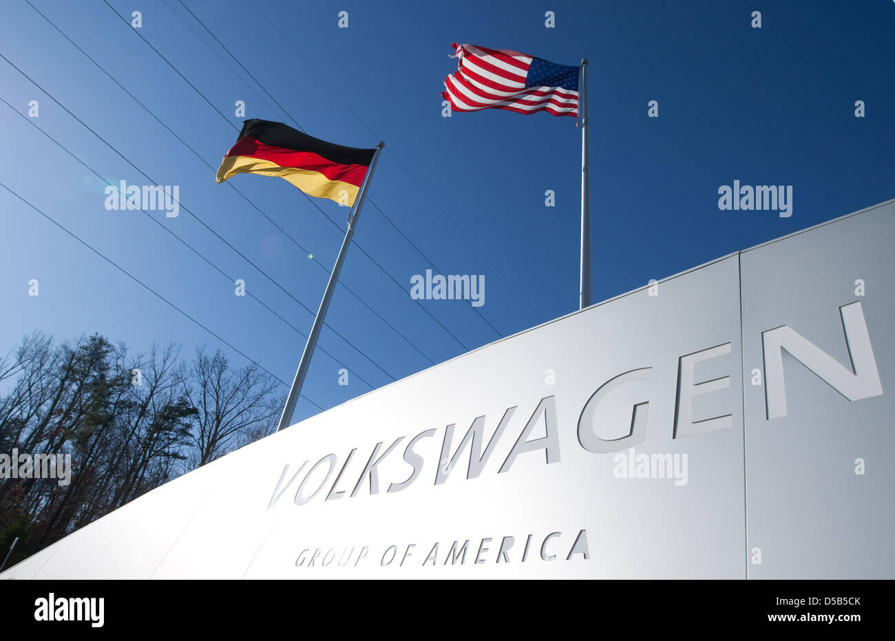 The logo of Volkswagen Group of America and the German and American ...
