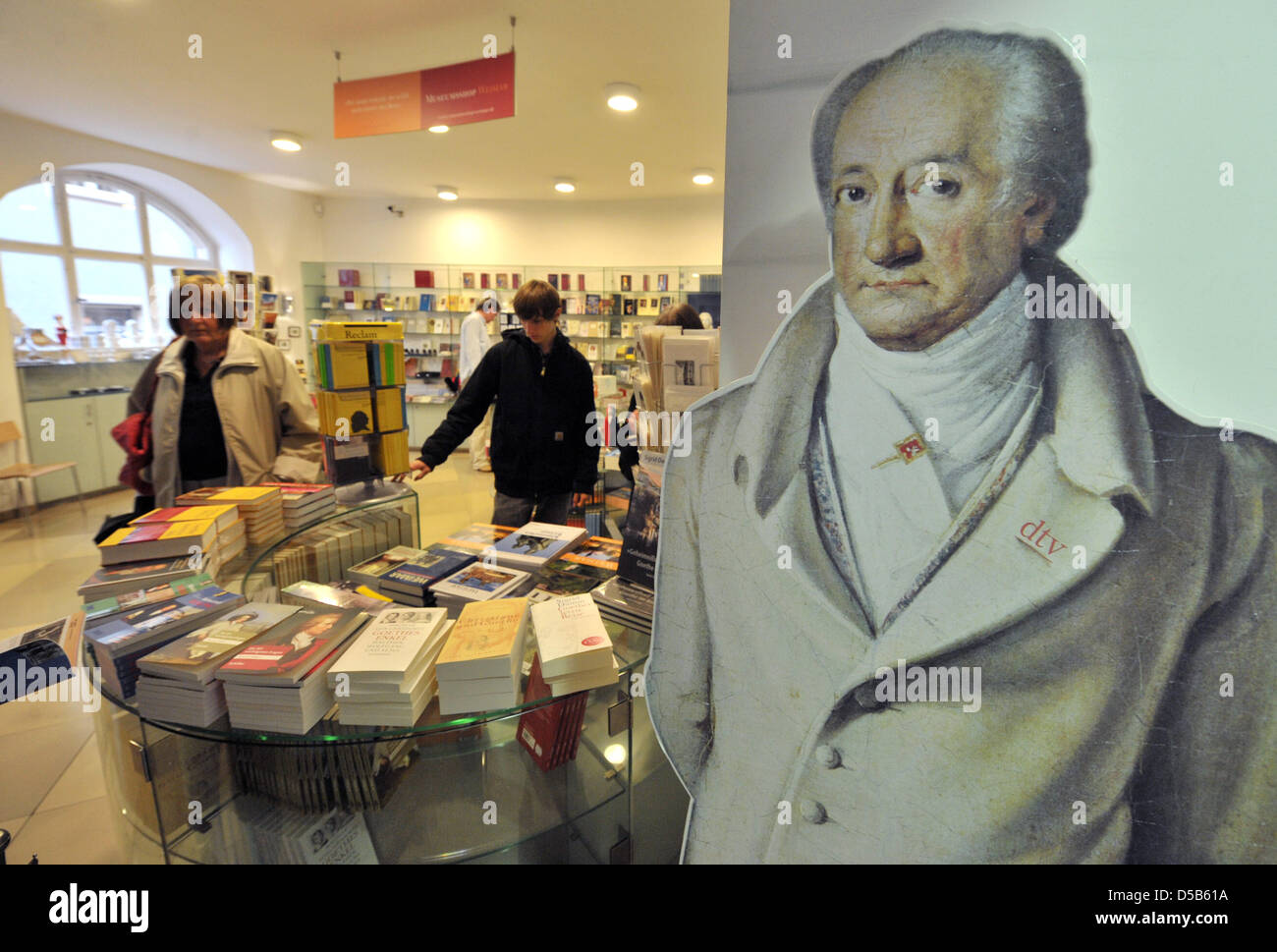 Visitors walk through the gift shop of the Goethe National Museum in ...