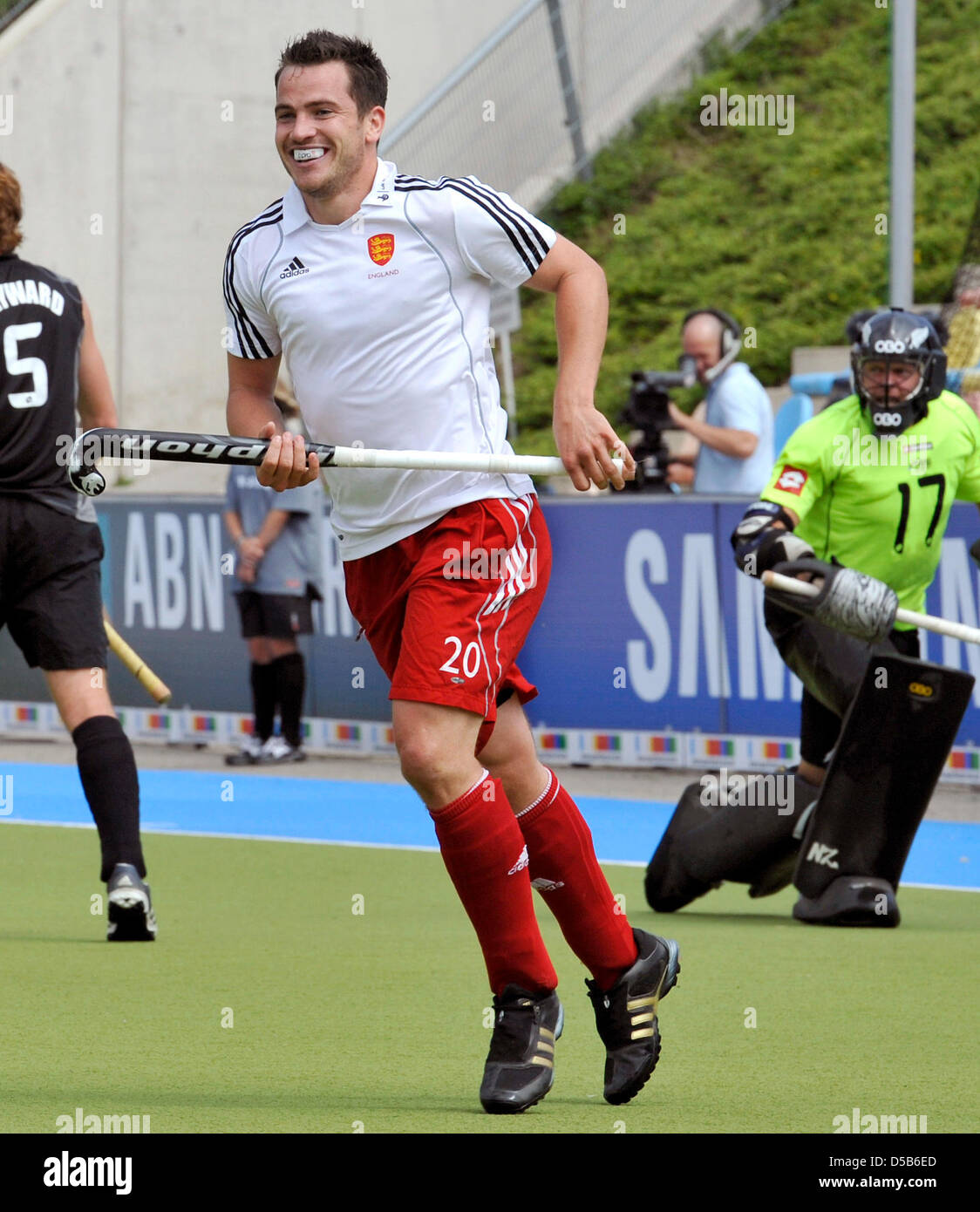 England's James Tindall celebrates his 3-1 during their Champions ...