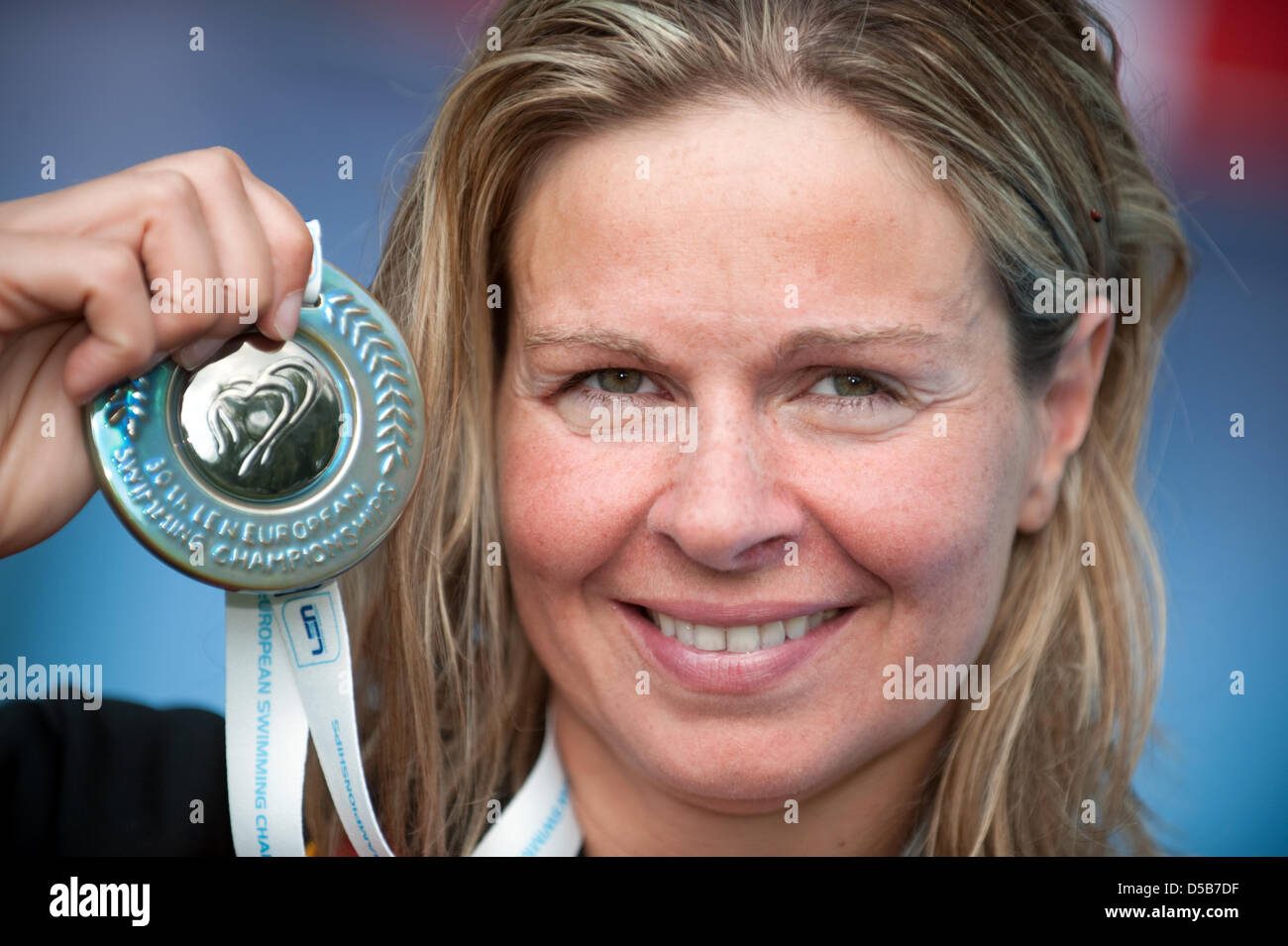 Germany's Angela Maurer smiles with her silver medal after the 25km ...
