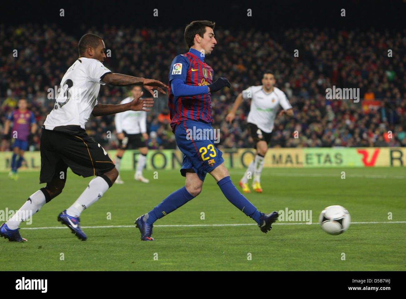 Barcelona, Spain, Cuenca (23) of FC Barcelona and Miguel (23) of ...