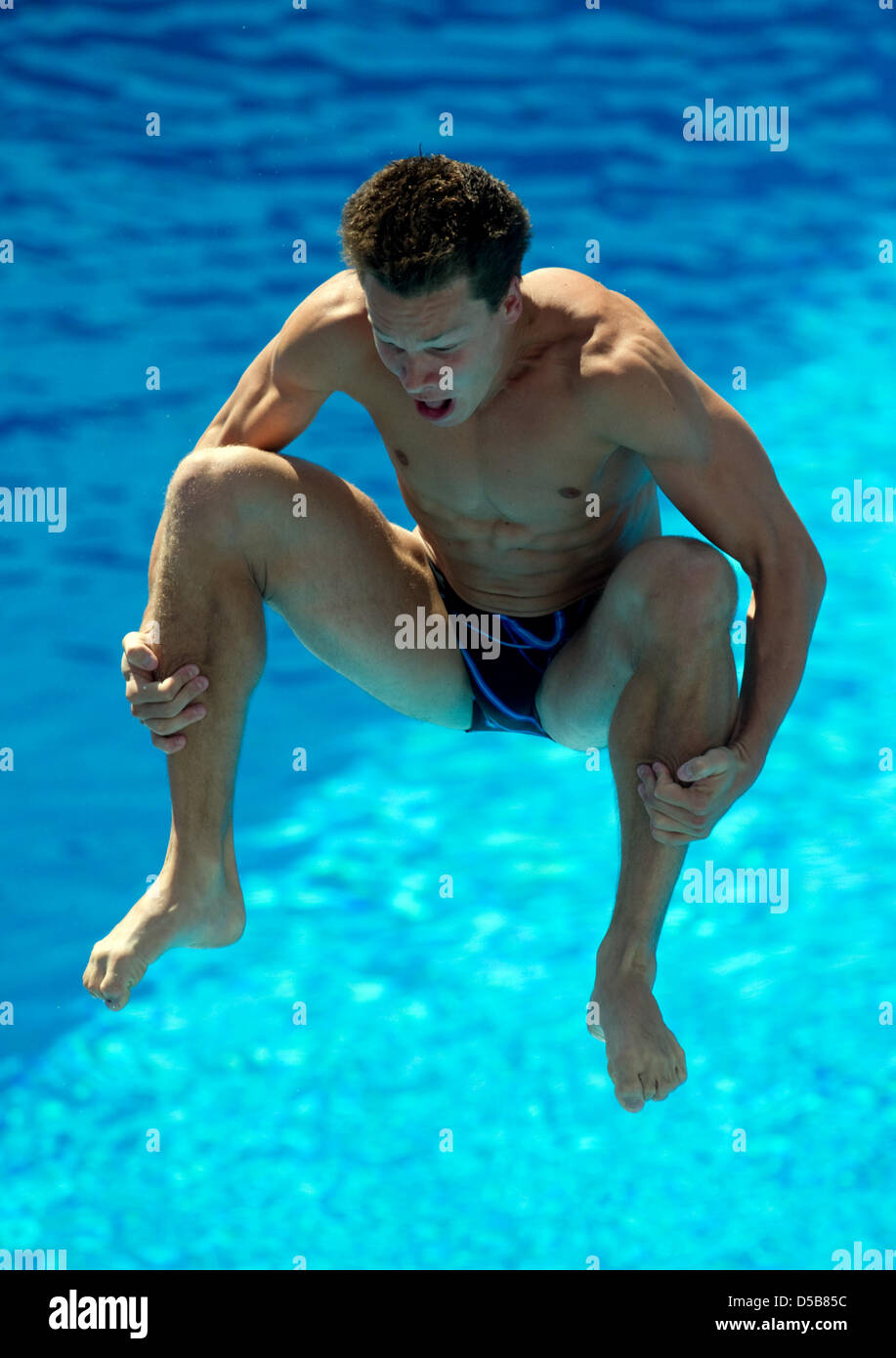 German high diver Patrick Hausding during his preliminary from a 1m ...