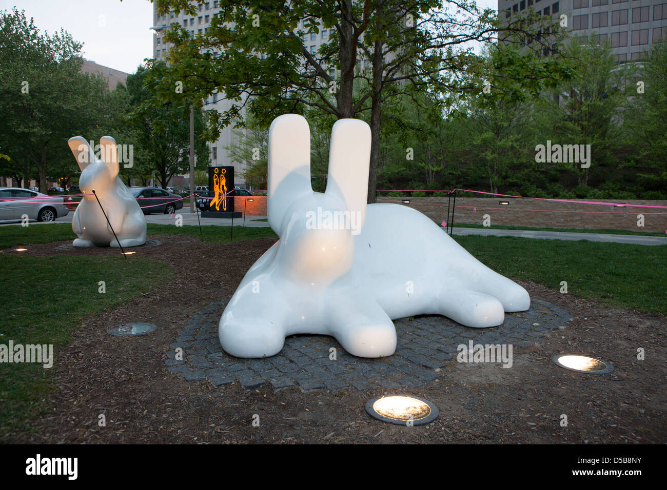 An Untitled Bronze Sculpture of two white rabbits, By Tom Classen in ...