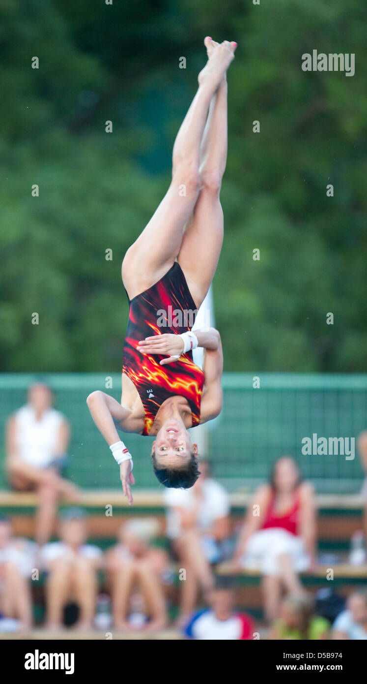 German diver Christin Steuer in action during the finals of the women's ...