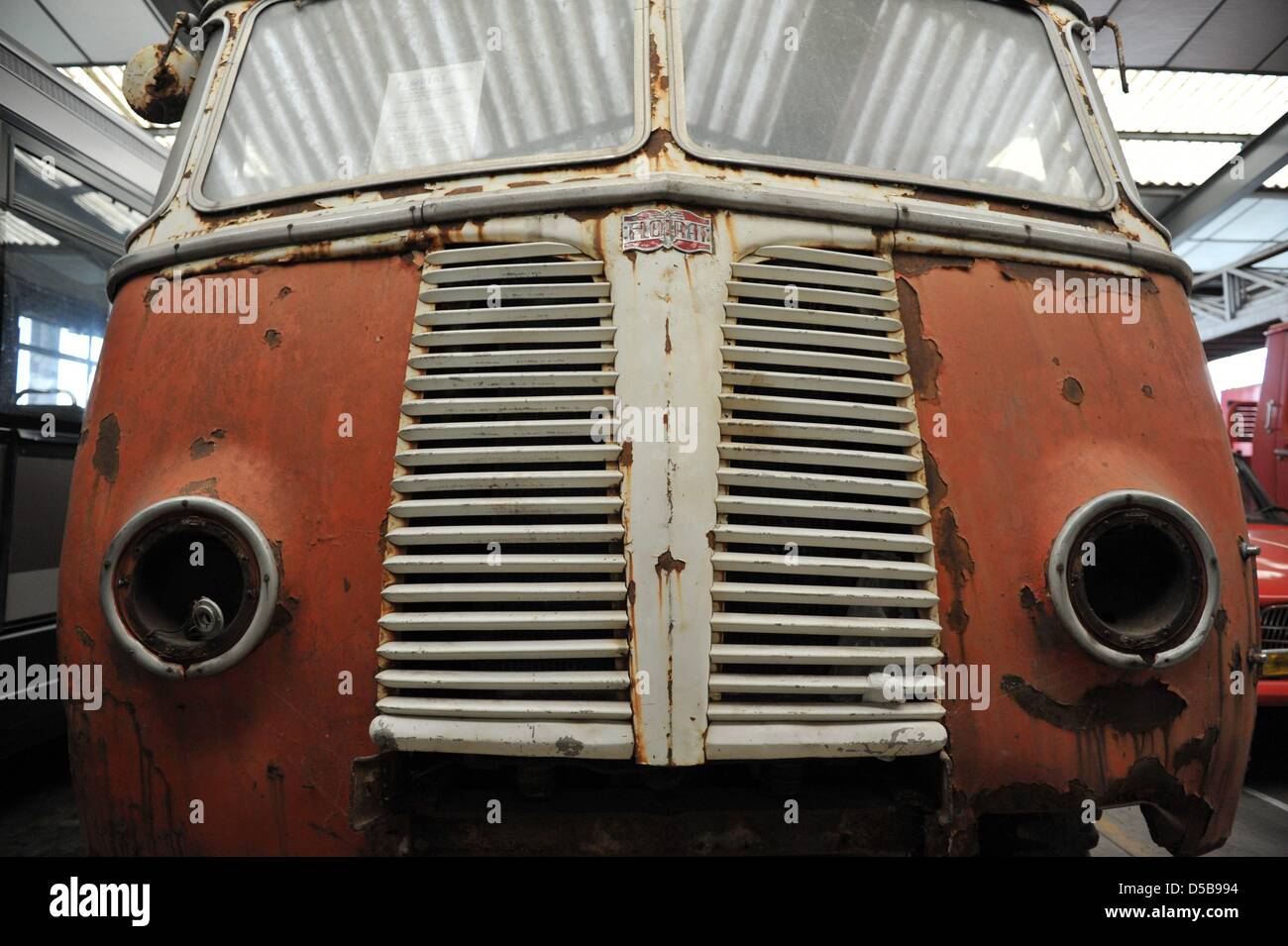 A rusty bus by French bus manufacturer Floirat from 1948 awaits ...