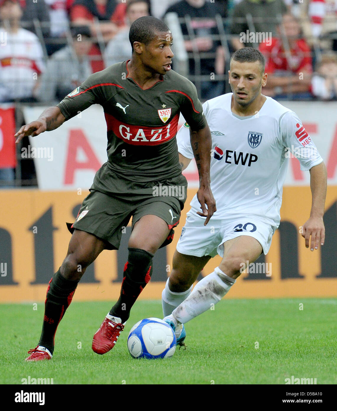 Babelsberg's Koc Suleyman (R) and Stuttgart's Johan Audel (L) vie for ...