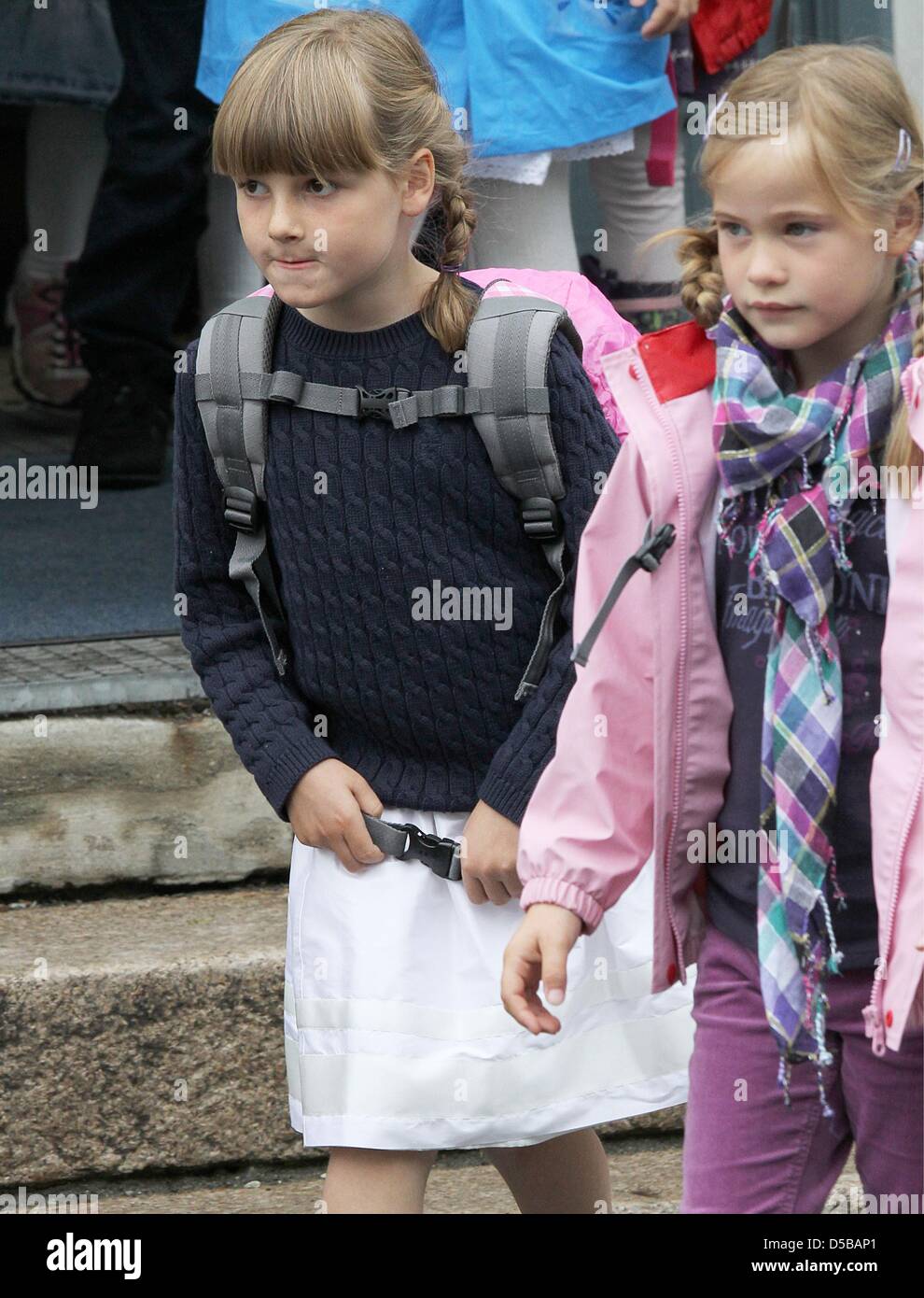 Princess Ingrid Alexandra of Norway (L) leaves school after her first ...