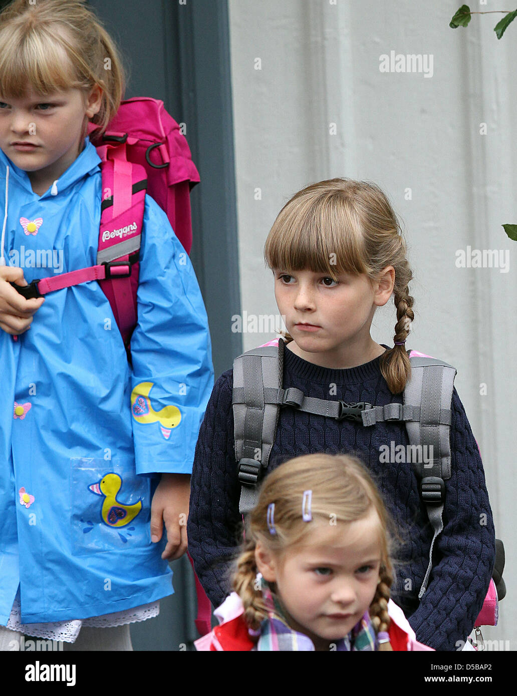 Princess Ingrid Alexandra of Norway (C) leaves school after her first ...