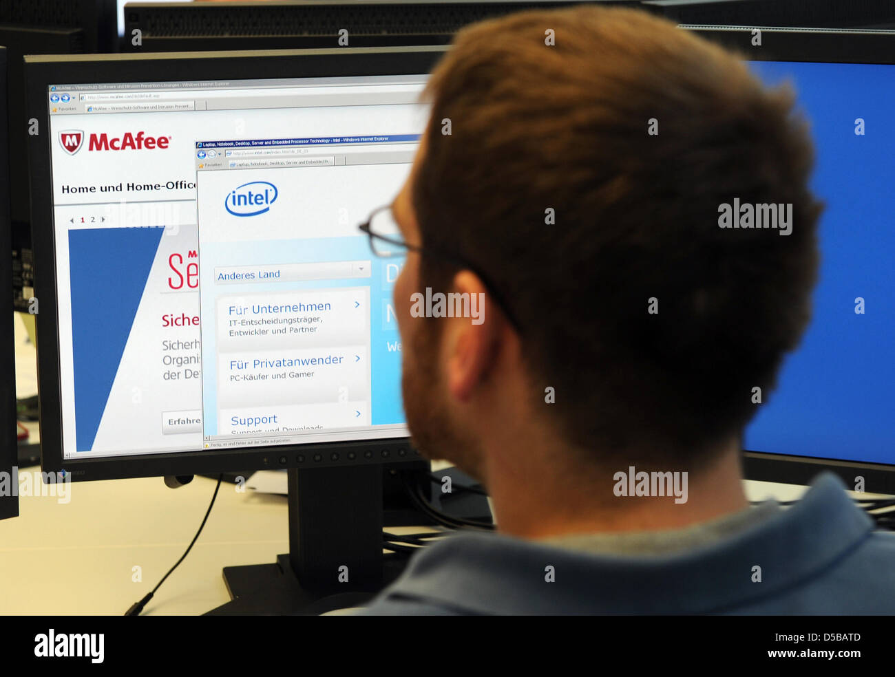 The logo of antivirus specialist McAfee is captured on a computer ...
