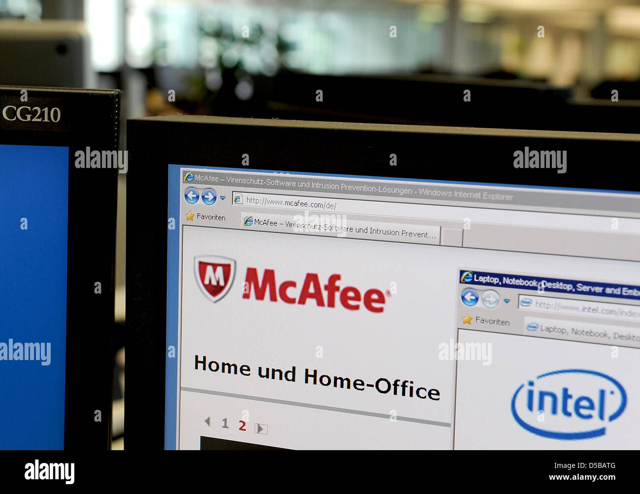 The logo of antivirus specialist McAfee is captured on a computer ...