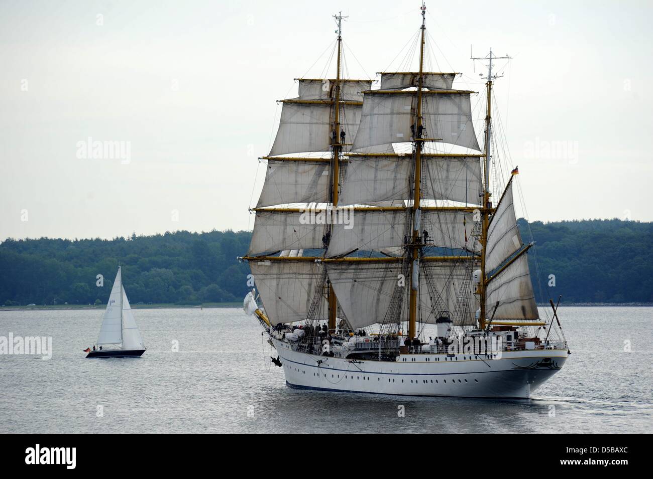Three-mast barque 'Gorch Fock', training vessel of the German Navy ...