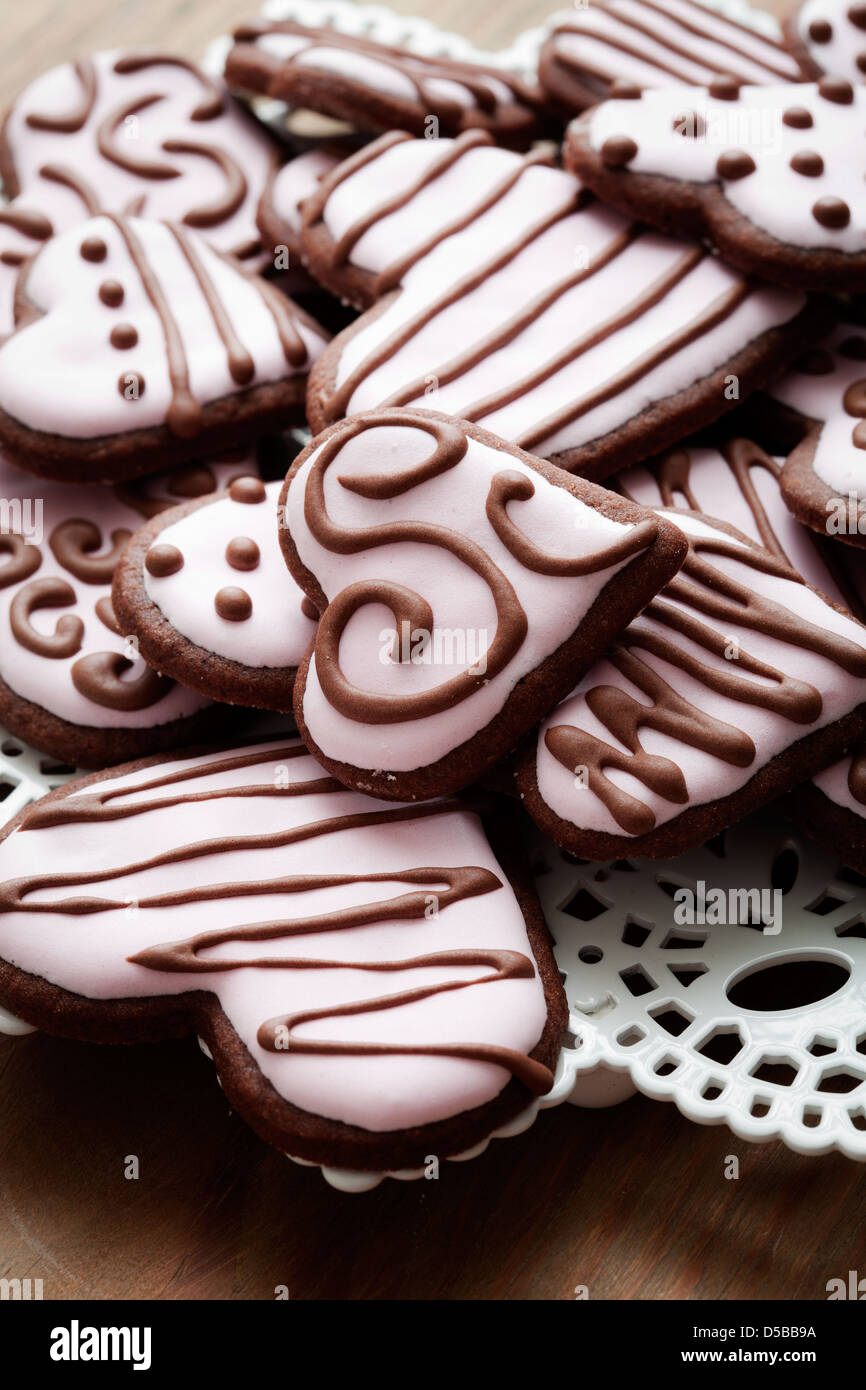 Pink heart shape cookies for Valentine´s Day Stock Photo - Alamy