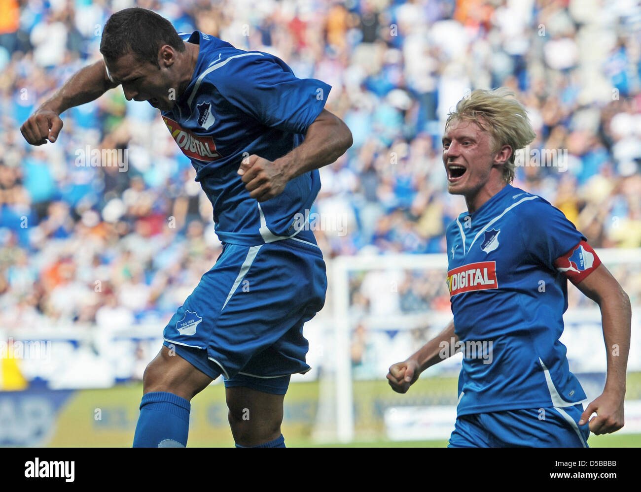 Hoffenheim's Sejad Salihovic (L) celebrates his 4-1 during German ...