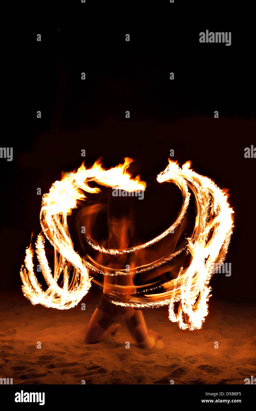 Fire show at the beach, Goa Stock Photo - Alamy