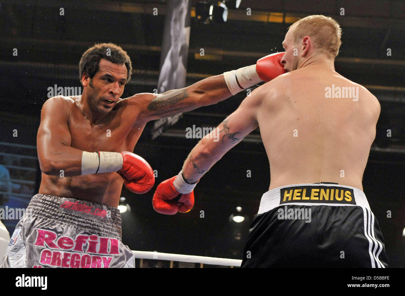 Finn Robert Helenius (R) and French Gregory Tony in action during the ...