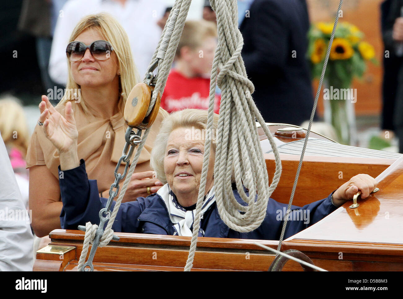 Dutch Queen Beatrix (R) and Crown Princess Maxima sail on the private ...