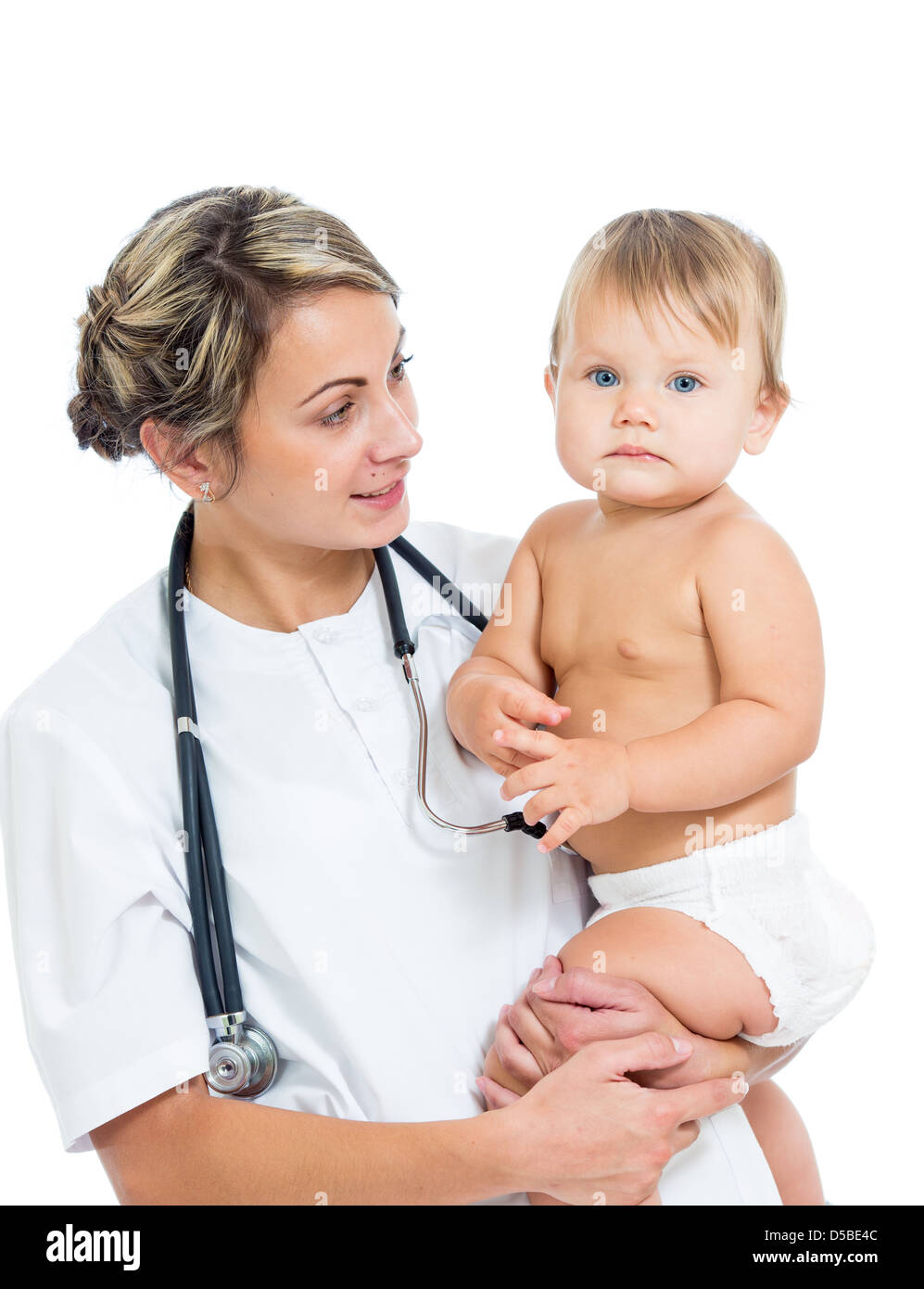 doctor holding cute baby on hands isolated on white Stock Photo - Alamy