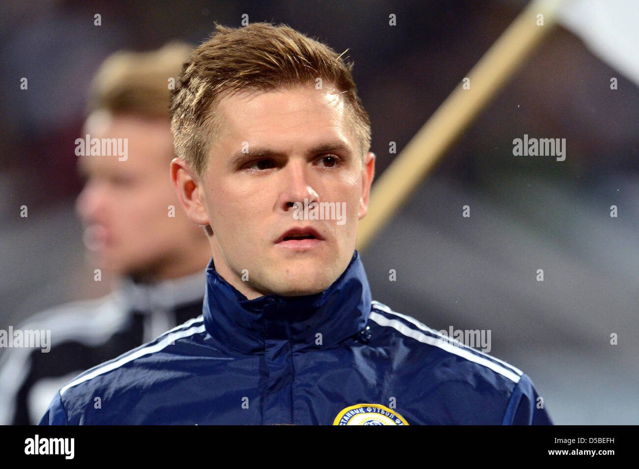 Kazakhstan's Genrikh Shmidtgal during the national anthym prior to the ...