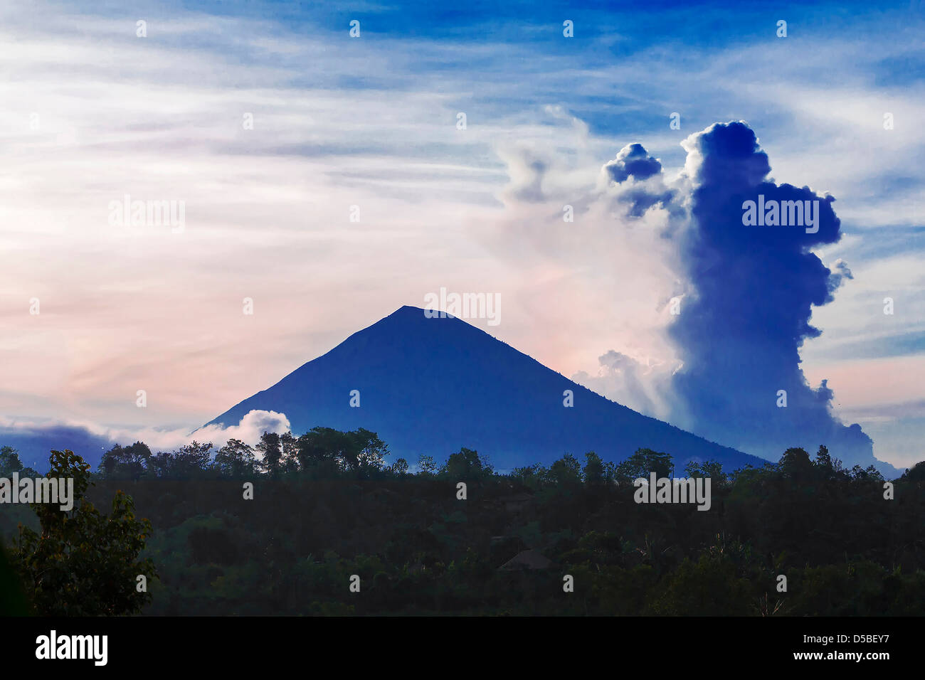 Agung volcano on the sunrise Stock Photo - Alamy