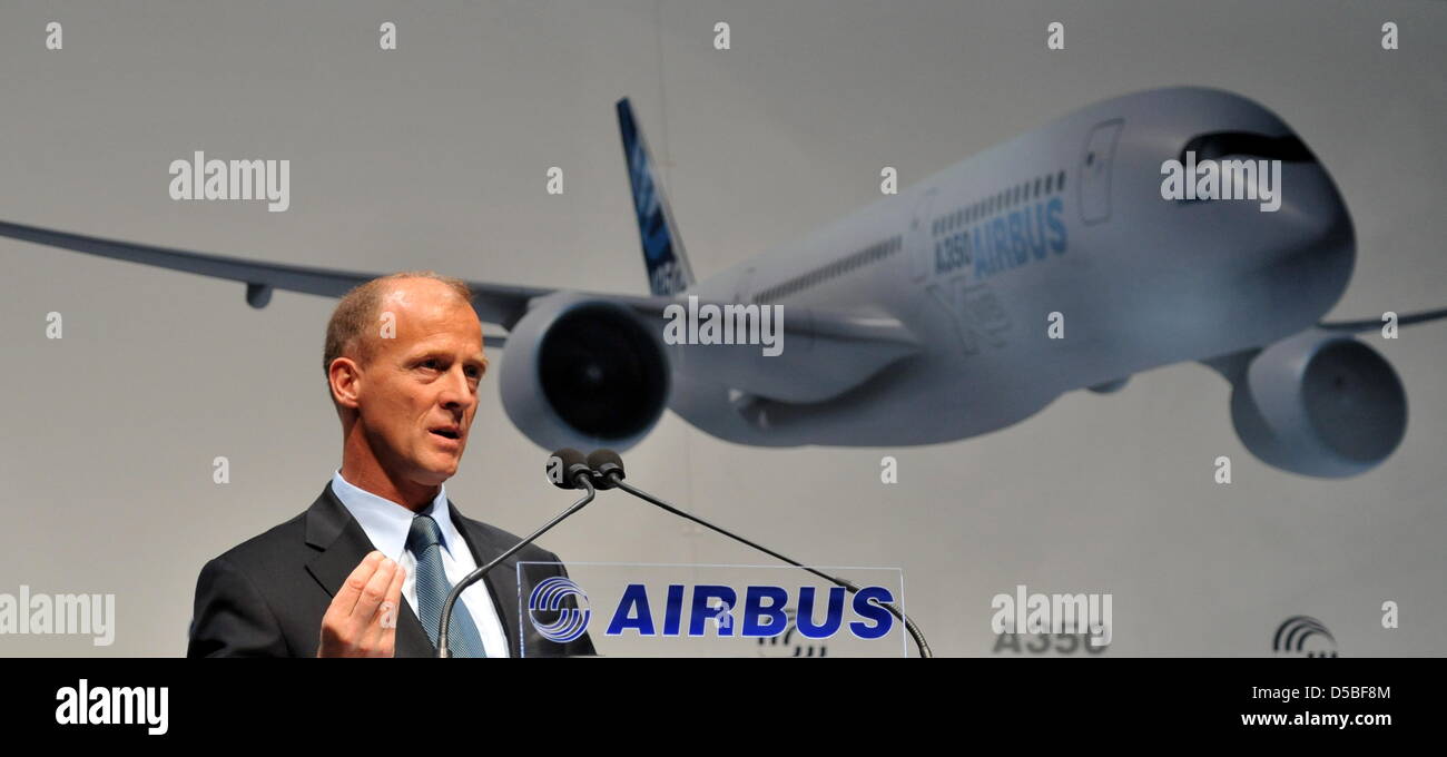 Airbus President Thomas Enders delivers a speech as the production of ...