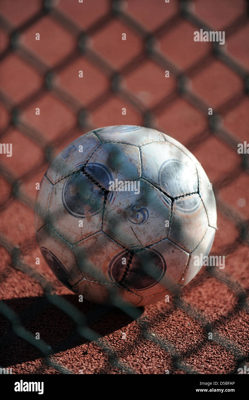 Berlin, Germany, football on a soccer field in Berlin-Mitte Stock Photo ...
