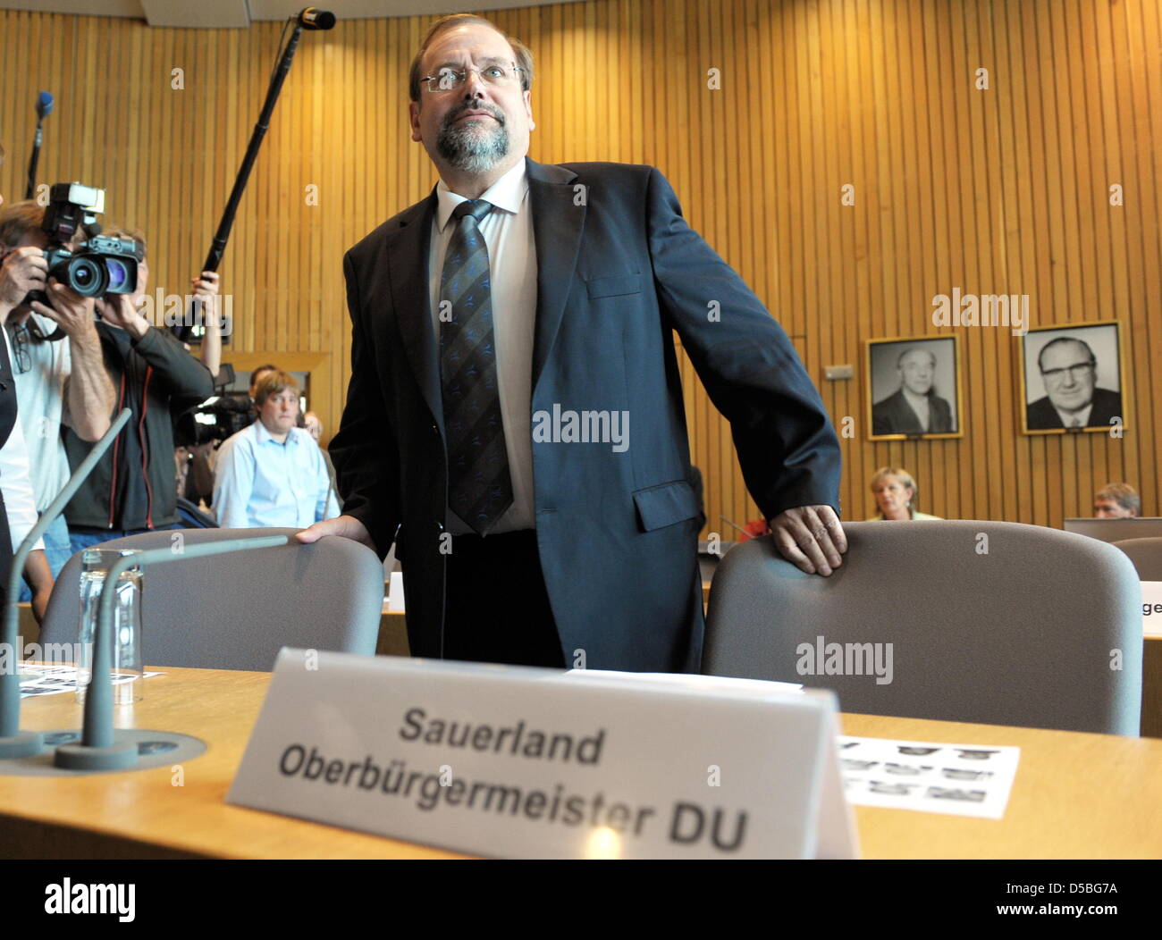 The mayor of Duisburg, Adolf Sauerland stands before the commitee on ...