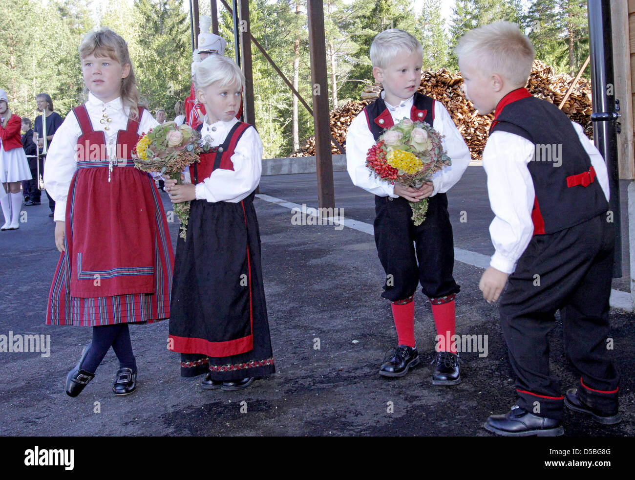 A picture taken on 2 September 2010 shows children with flowers at the ...
