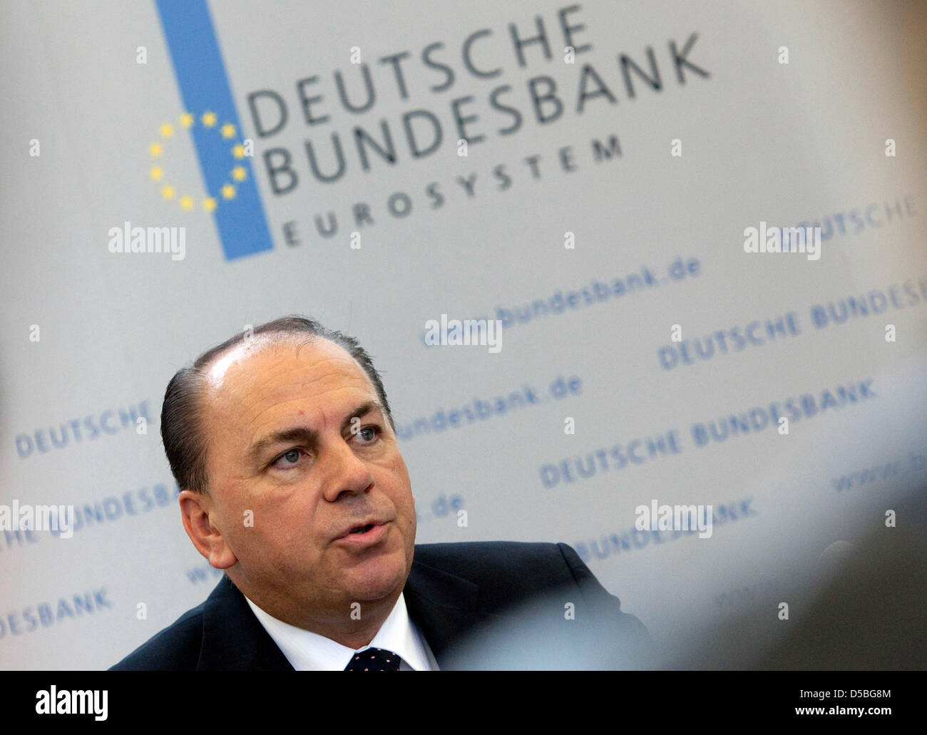 German Federal Bank president Axel Weber talks to journalists during a ...