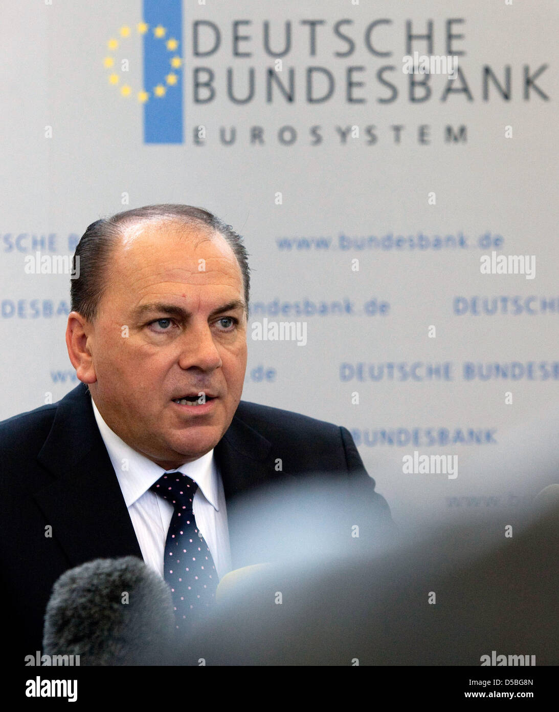 German Federal Bank president Axel Weber talks to journalists during a ...
