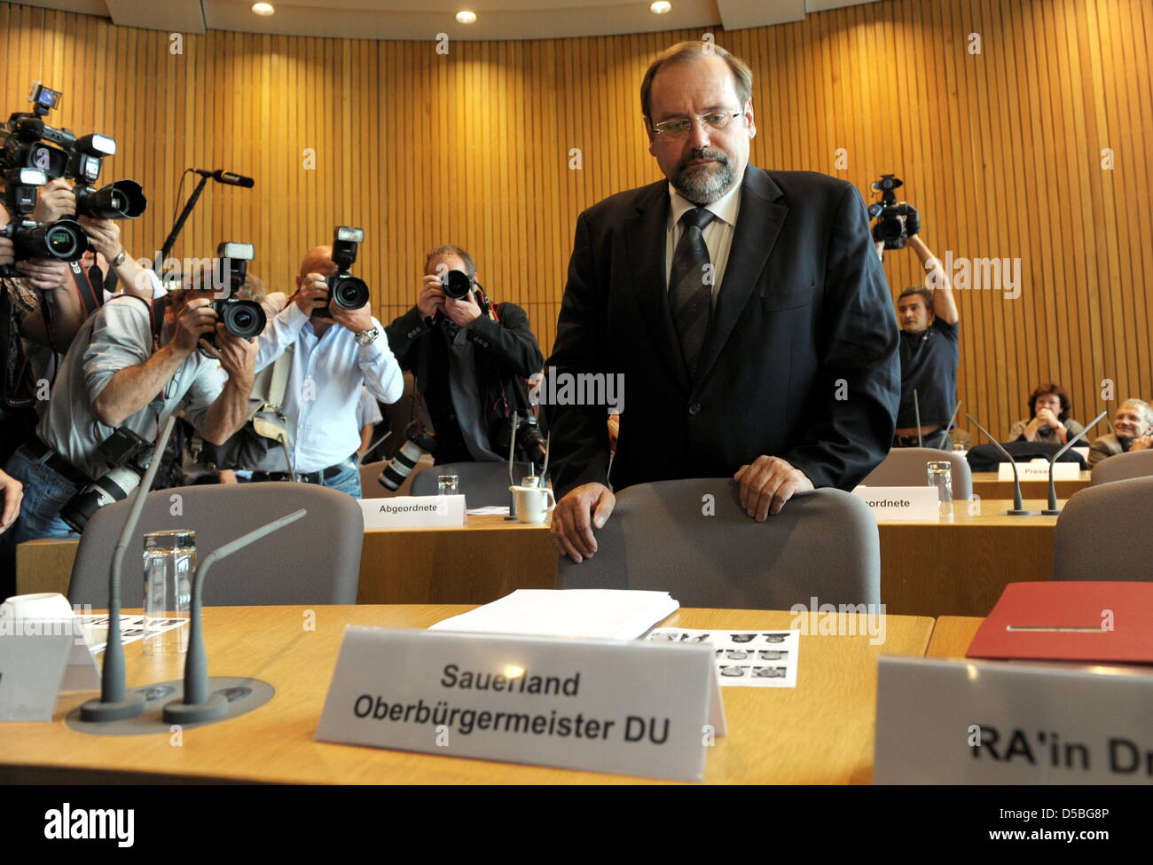 The mayor of Duisburg, Adolf Sauerland stands before the commitee on ...