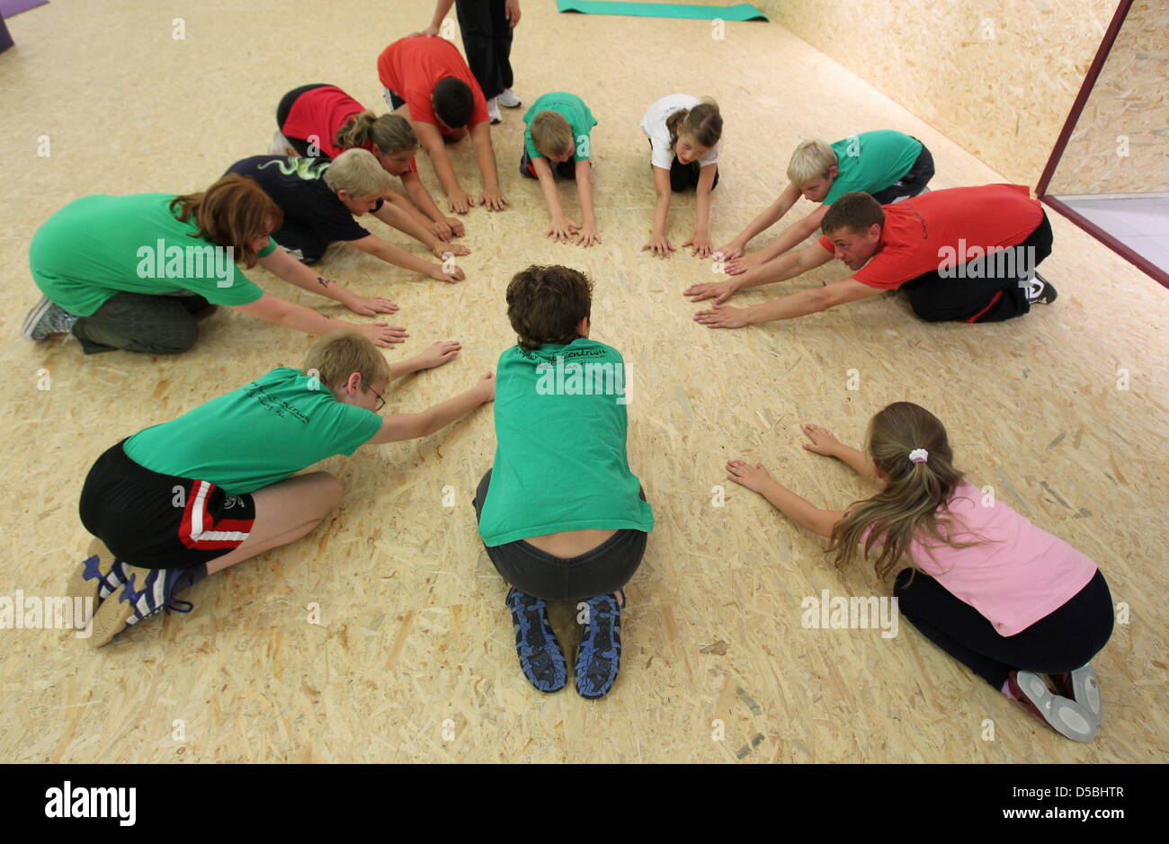 A file picture taken on 6 August 2010 shows children working out and ...