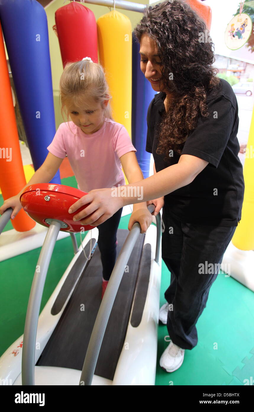 A file picture taken on 6 August 2010 shows a child working out on a ...