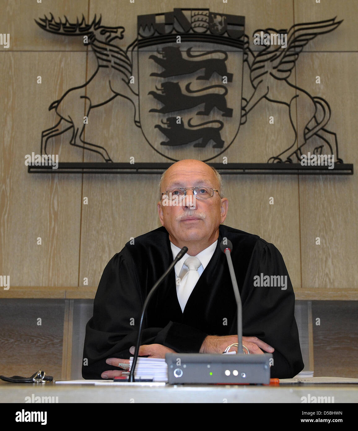 The presiding judge Michael Seidling sits in the negotiation room for ...