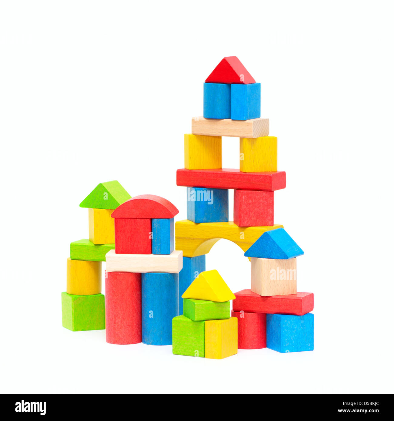 Wooden building blocks isolated on white background Stock Photo - Alamy