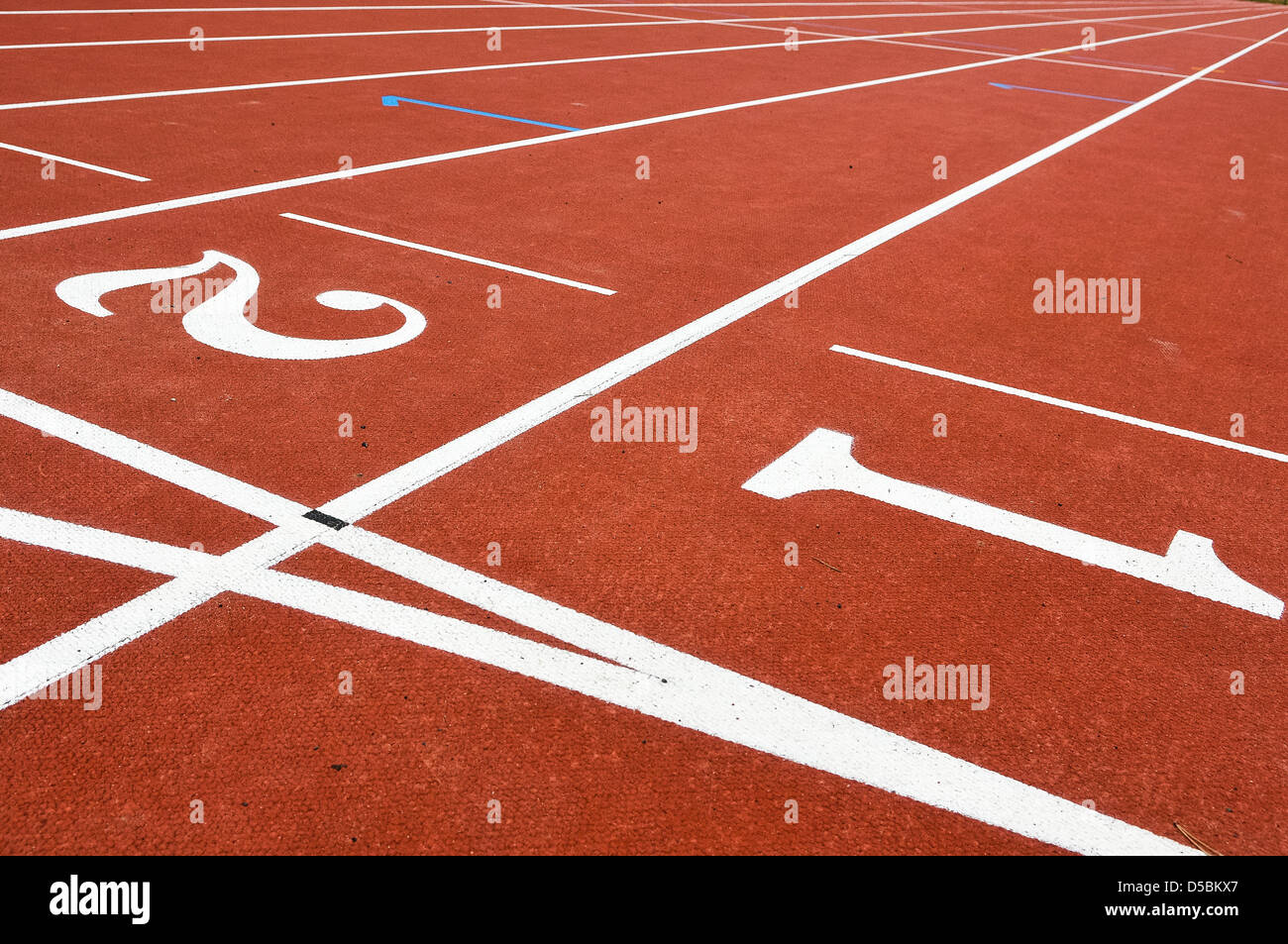 Lanes on a running track Stock Photo - Alamy