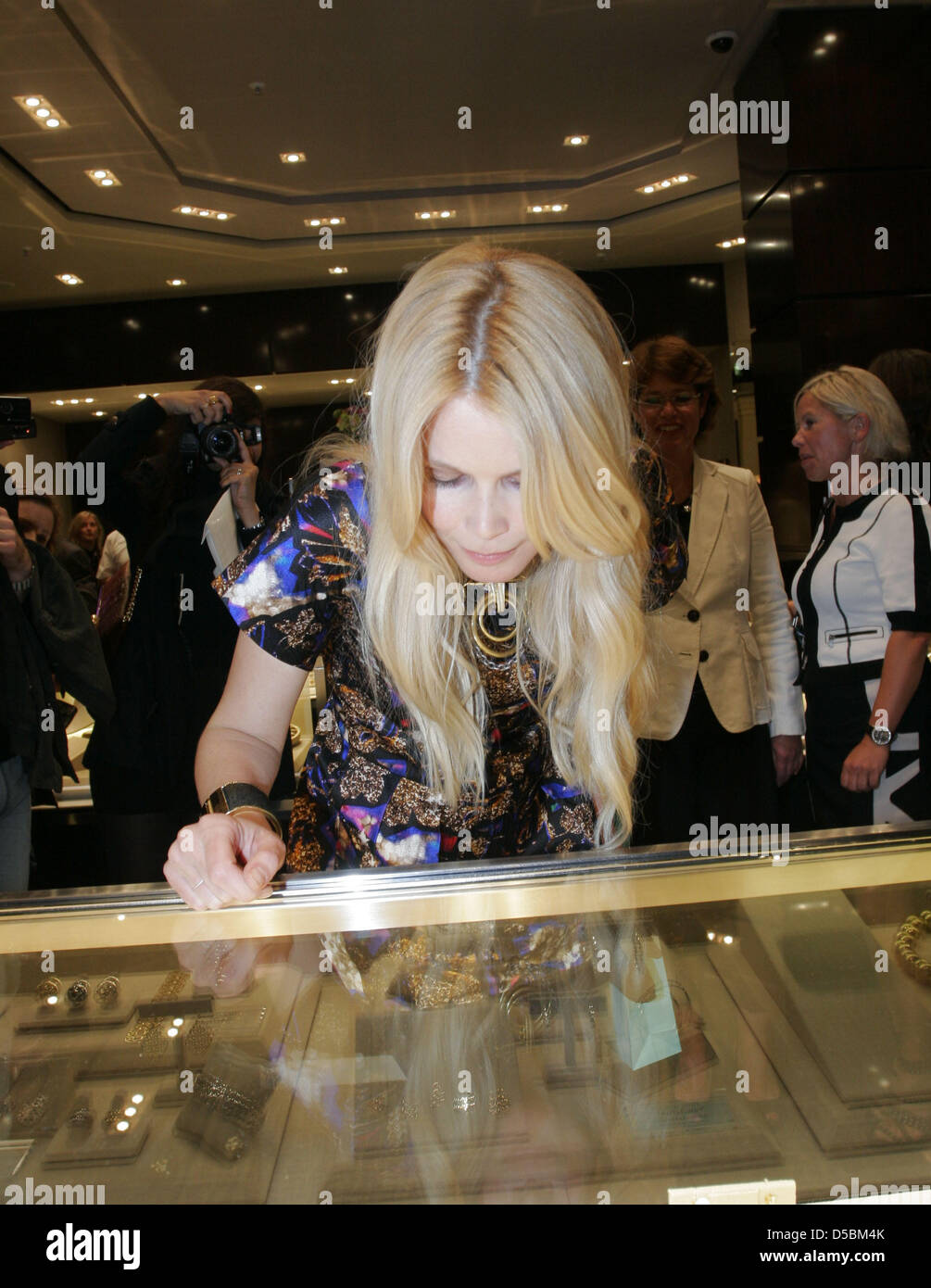 Top model Claudia Schiffer visits the booth of Tiffany in the KaDeWe in ...